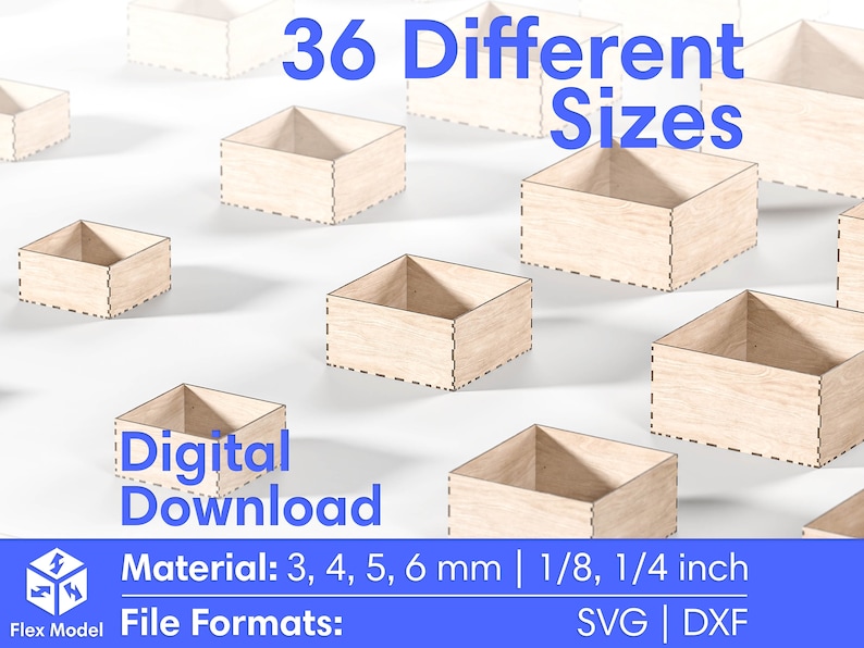 Laser Cut Box Templates: 36 Sizes, SVG DXF Files (digital Download ...