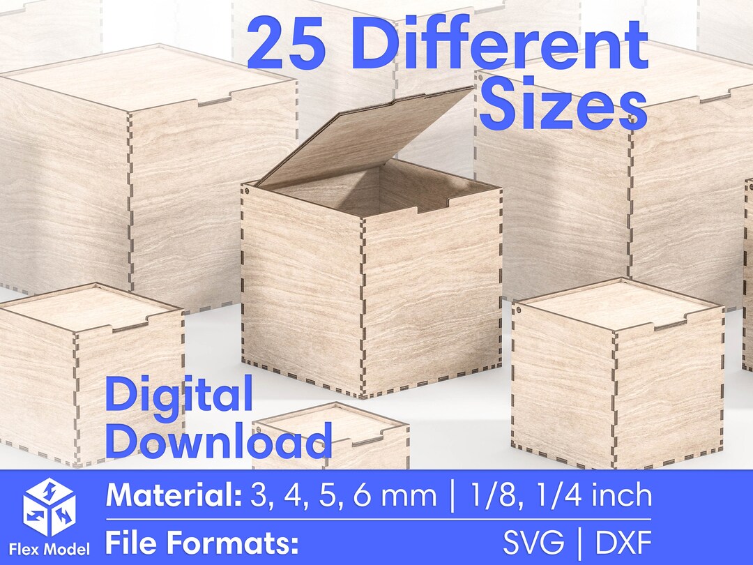 Laser Cut Box With Flip Lid: 25 Sizes (SVG, DXF Digital Files) - Etsy