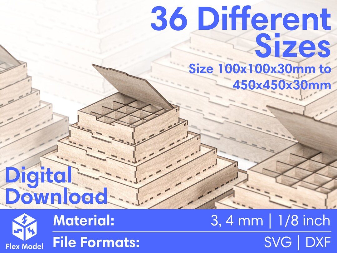 Laser Cut Box SVG DXF Files: Flip Lid Storage Organizer (digital Download) - Etsy