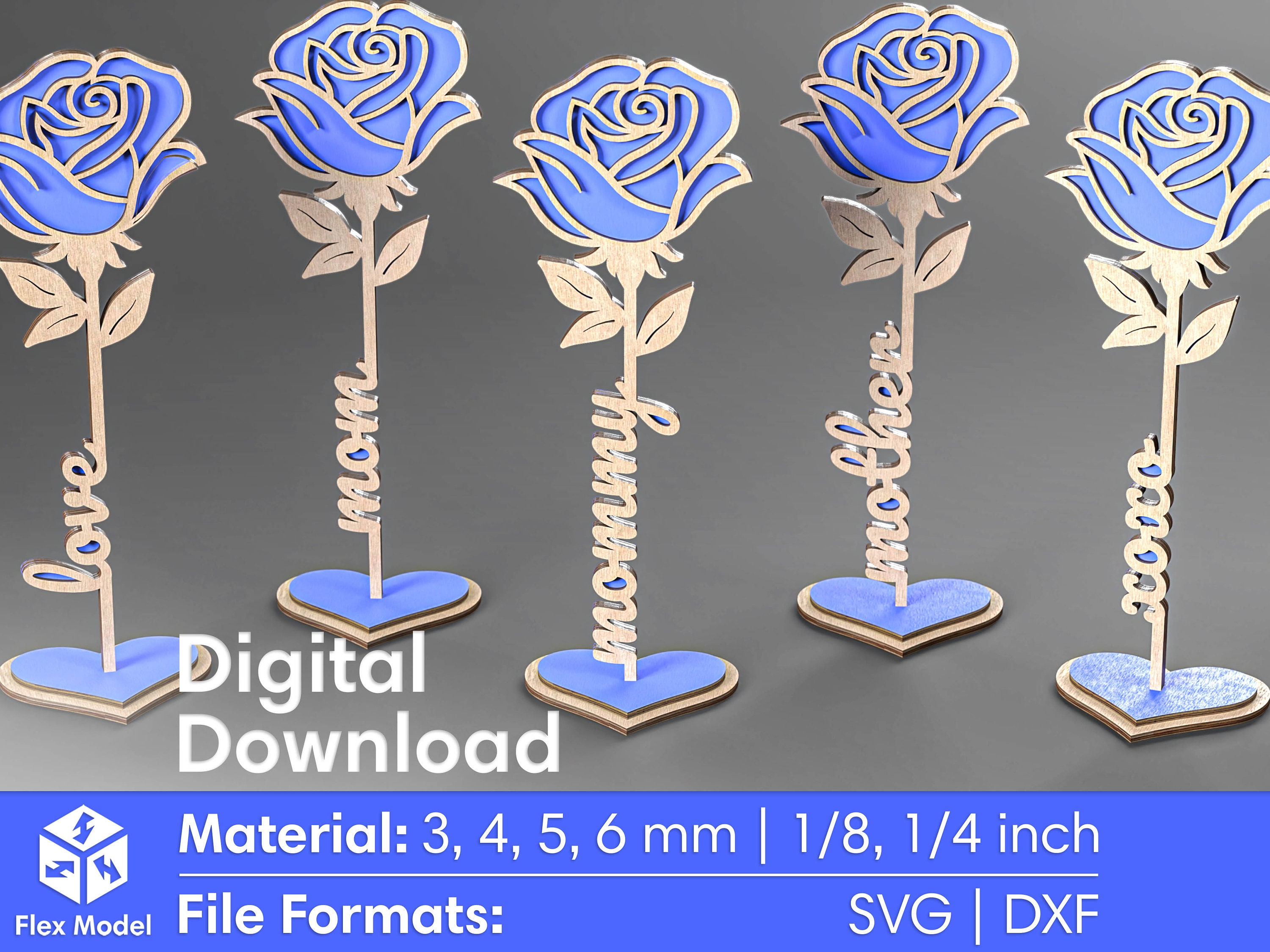 Two Layered Flower Laser Cut Svg Dxf Files, Mothers Day Gift - Etsy