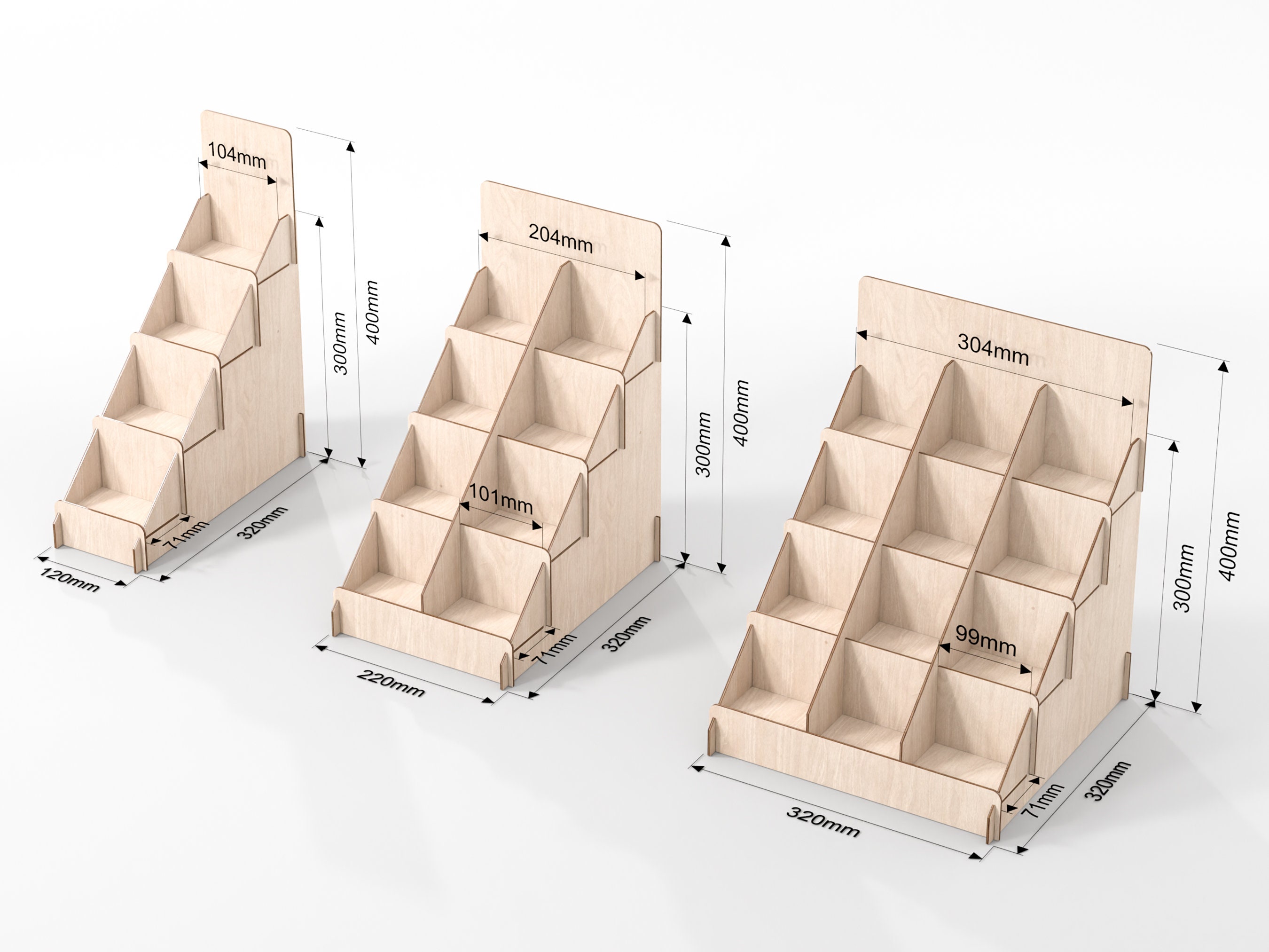 Display Stand 3 Different Size Tiered Display Stand 3mm - Etsy UK