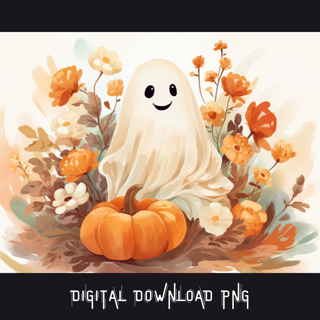 Boho Halloween Ghost PNG, Ready for Your Autumn and Fall Sublimation ...