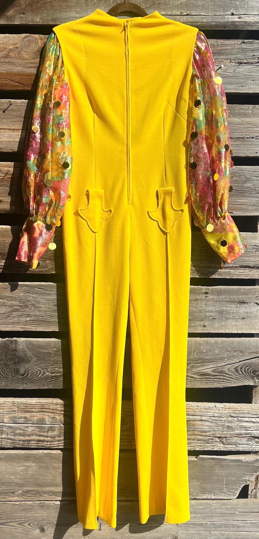 Vintage Yellow Rodeo Queen Jumpsuit Western Custom 1970 Sparkle Design ...