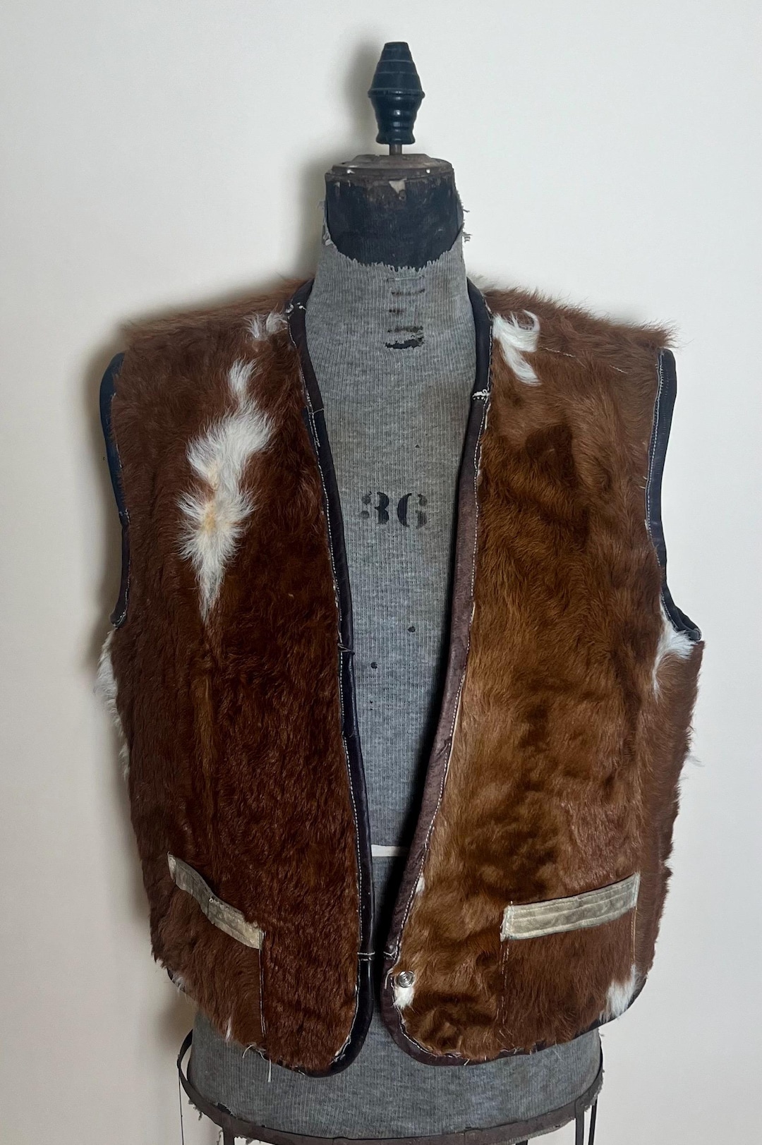 Vintage One of a Kind Horse Cow Hair Vest Canvas Lining - Etsy