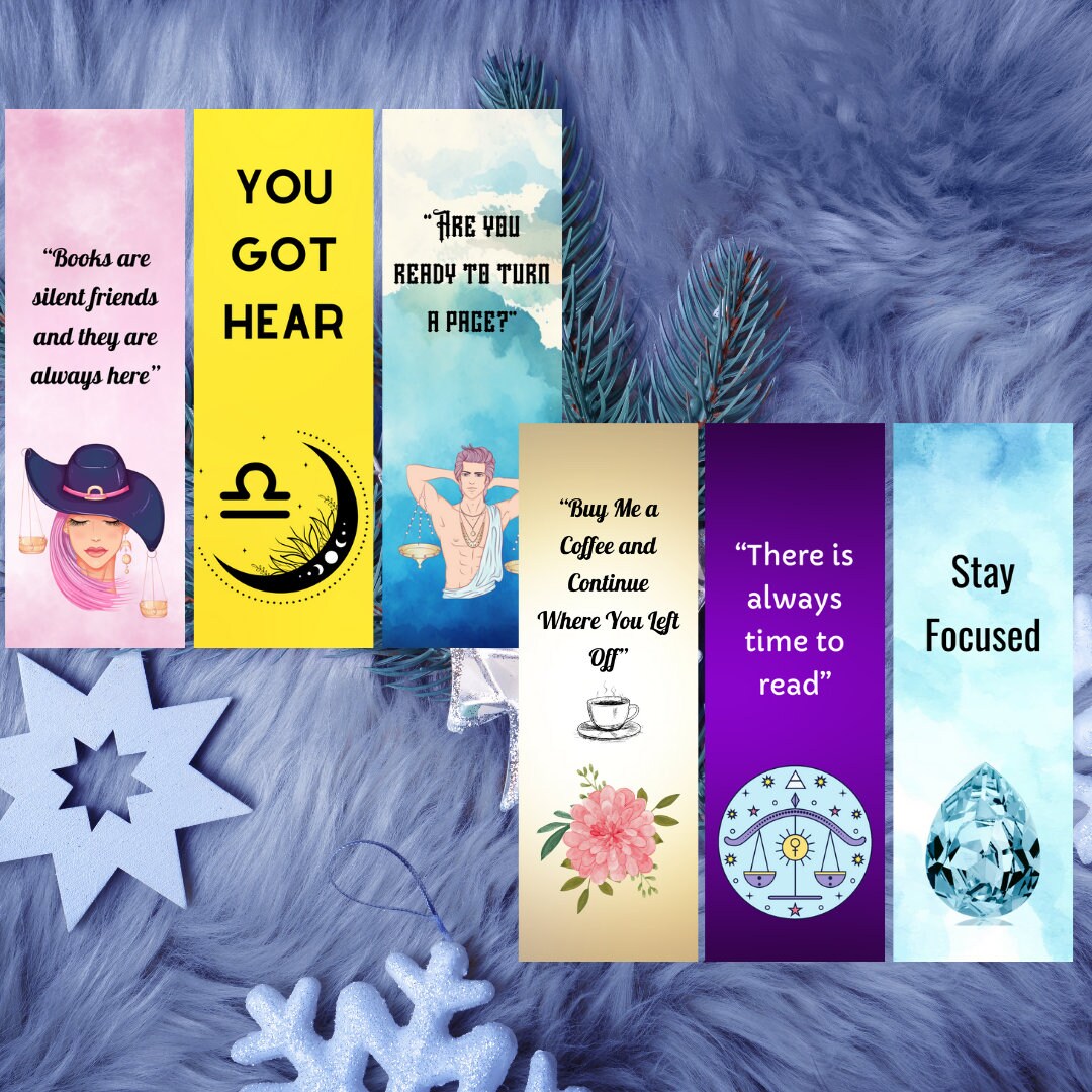 Printable Libra Zodiac Bookmarks Set of 6 , Instant Download, Print and ...