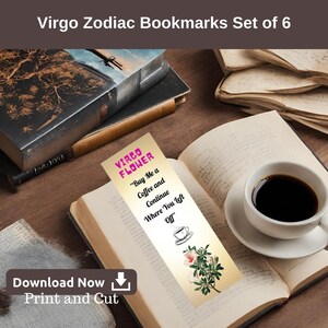 Printable Virgo Zodiac Bookmarks Set of 6 , Instant Download, Print and ...