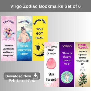 Printable Virgo Zodiac Bookmarks Set of 6 , Instant Download, Print and ...