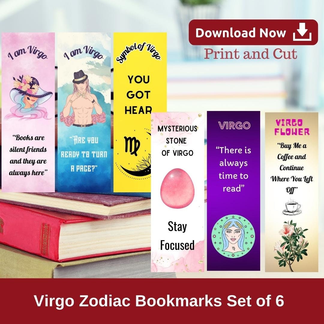 Printable Virgo Zodiac Bookmarks Set of 6 , Instant Download, Print and ...