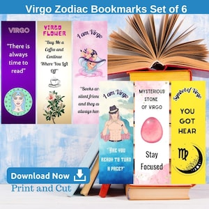 Printable Virgo Zodiac Bookmarks Set of 6 , Instant Download, Print and ...