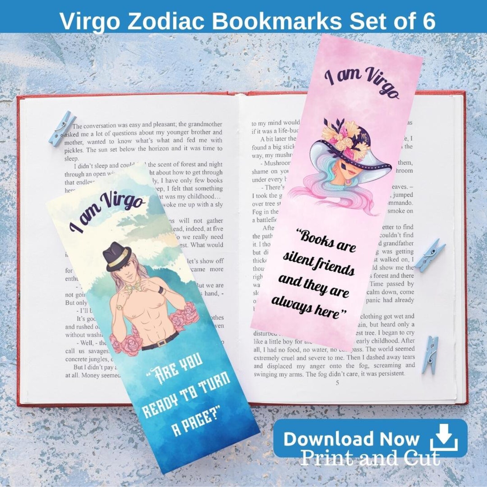 Printable Virgo Zodiac Bookmarks Set of 6 , Instant Download, Print and ...