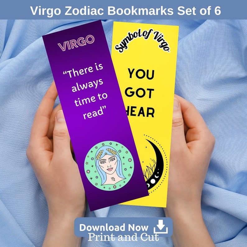 Printable Virgo Zodiac Bookmarks Set of 6 , Instant Download, Print and ...