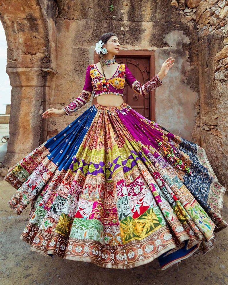 Navratri Special Silk Lehenga Choli With Glued Real Mirror Work and ...