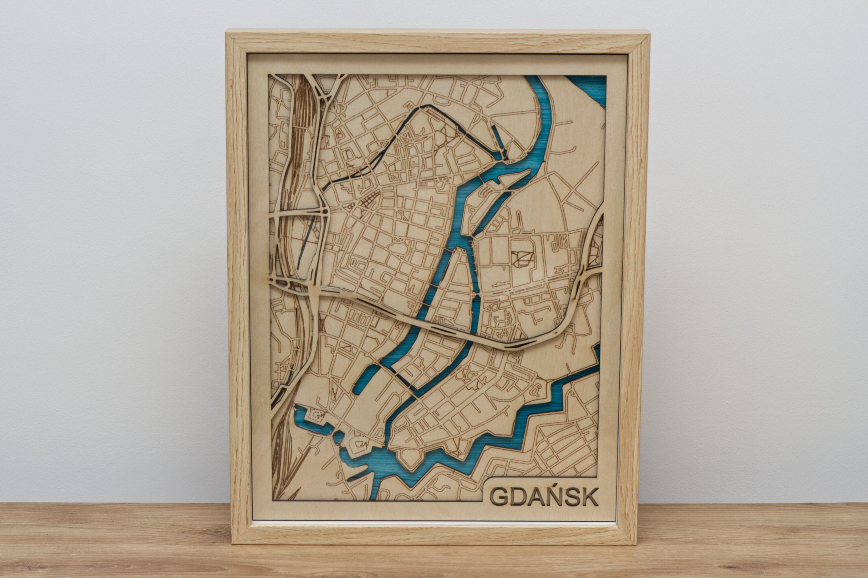 Gdańsk Wooden Map Wooden City Map Custom Made Map Framed Wooden Map ...