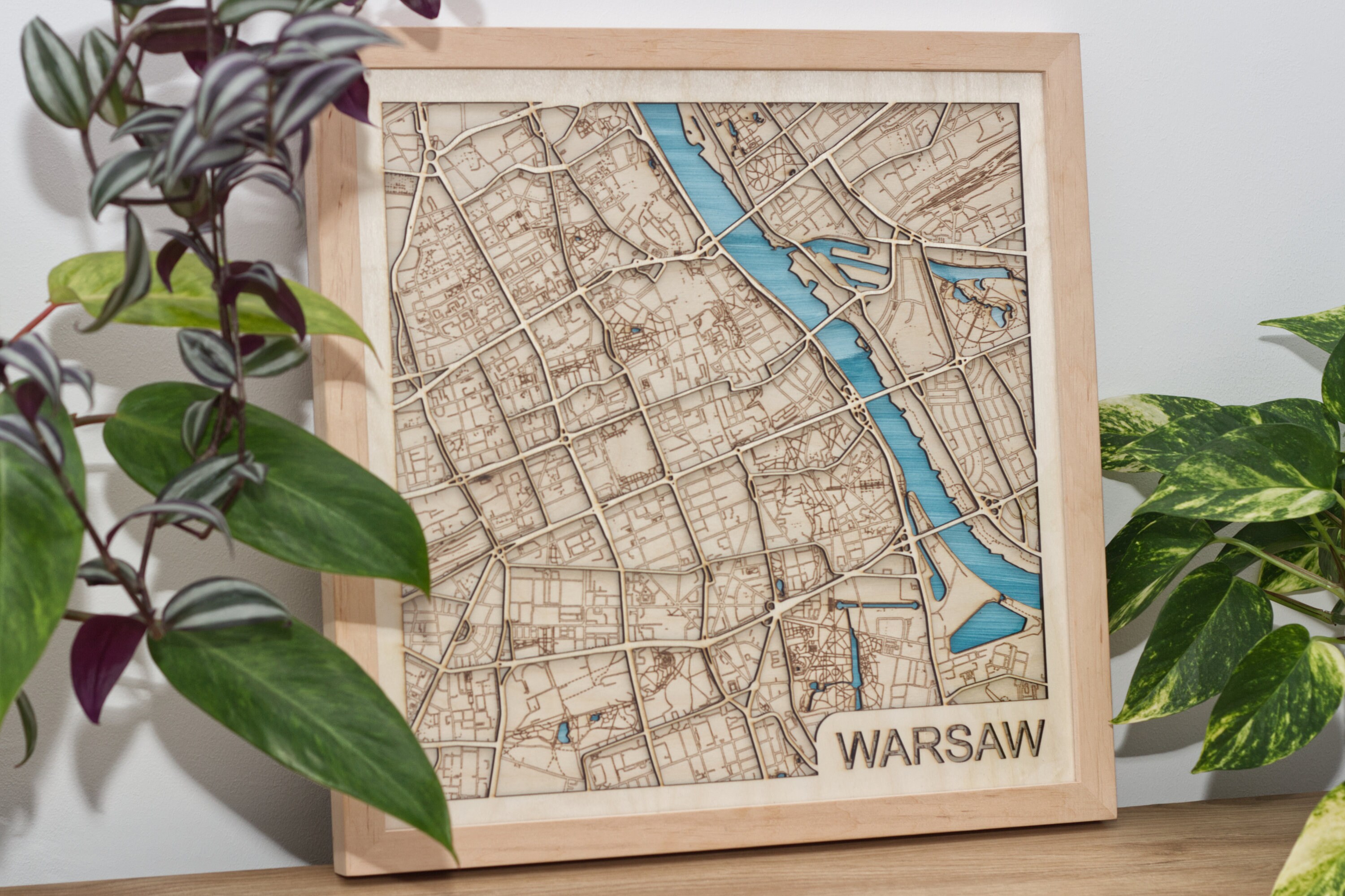 Warsaw Wooden Map Wooden City Map Custom Made Map - Etsy