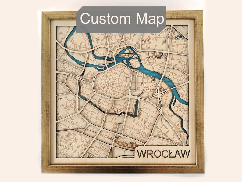 Custom Made Map | Wooden Map | Large 41x41cm | Wooden City Map | Framed ...