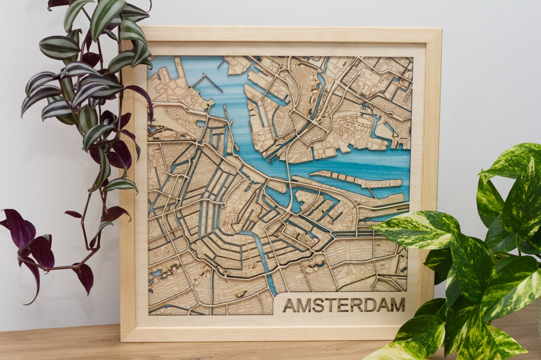 Amsterdam | Wooden Map | Large 41x41cm | Wooden City Map | Custom Made ...