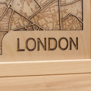 London Wooden Map Large 41x41cm Wooden City Map Custom Made Map Framed ...