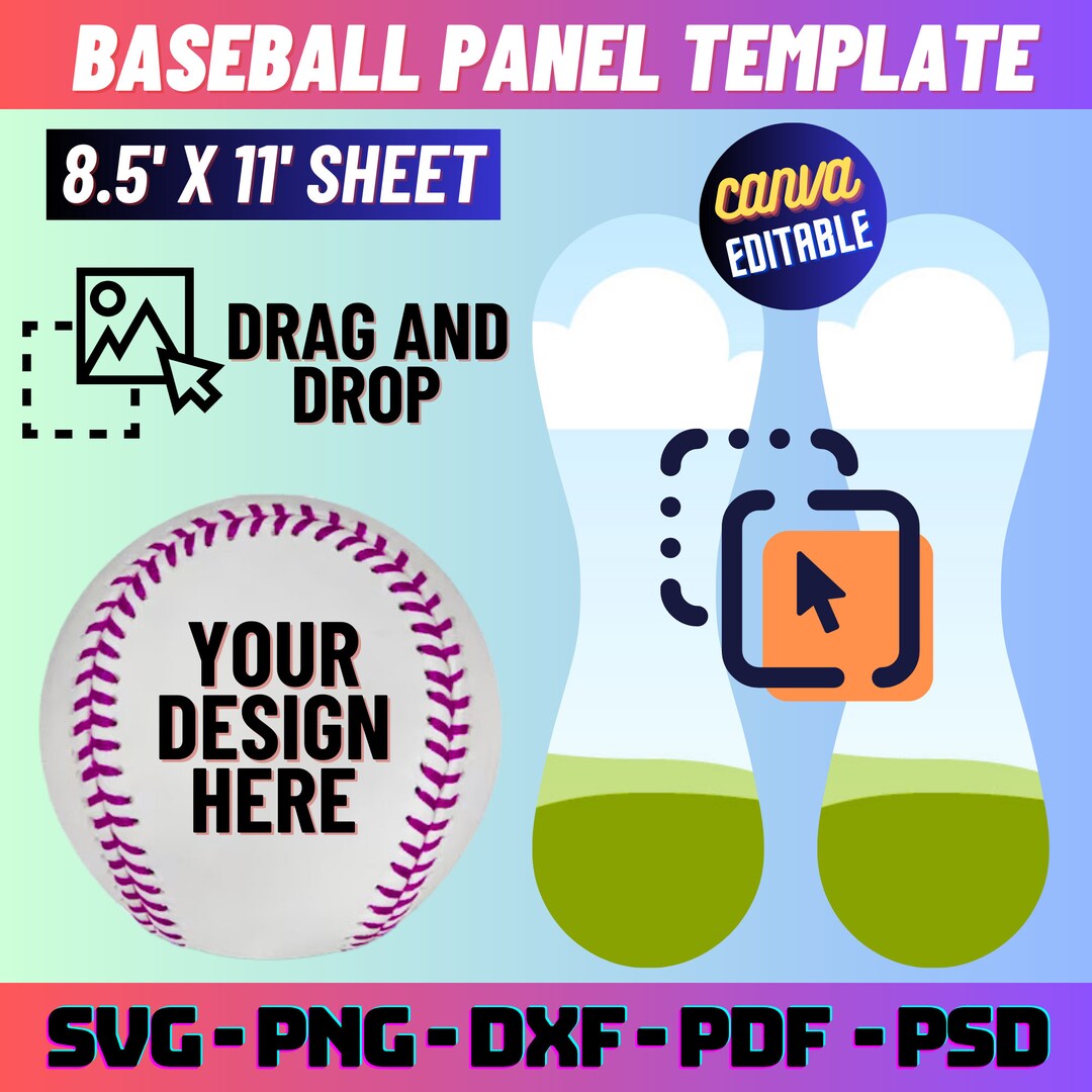 Baseball Panel Template, DIY Custom Ball Wrap, Baseball Leather Blank ...