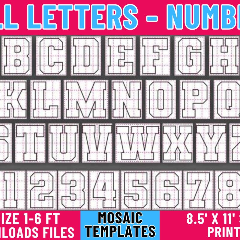 Mosaic Numbers Template - Etsy