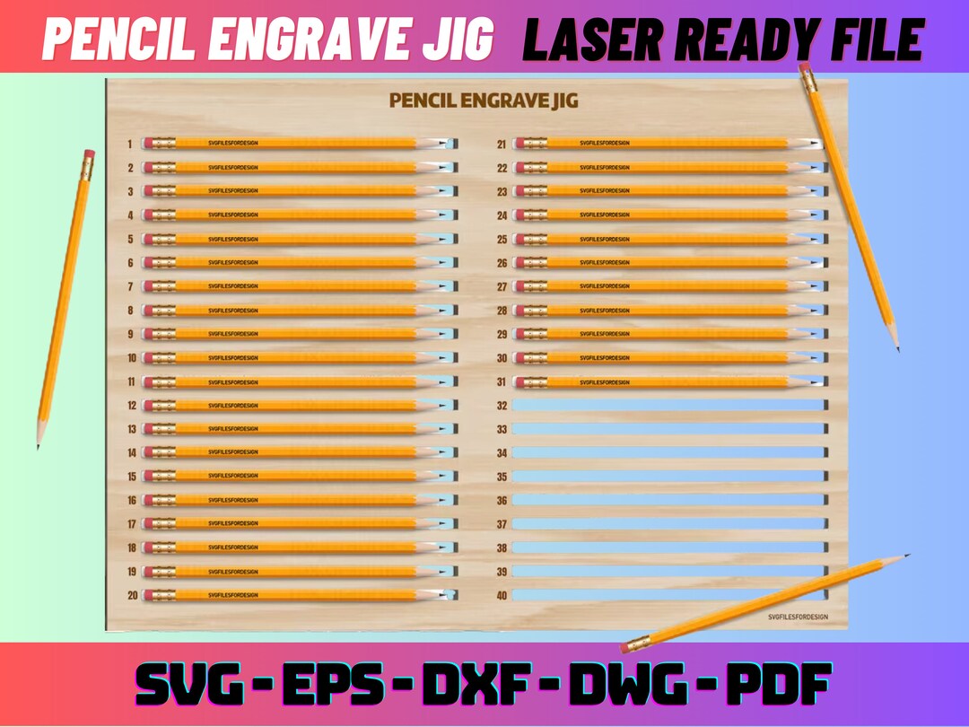 Pencil Jig Svg File, Pencil Engrave Jig, Laser Ready Pencil Jig, Lser ...