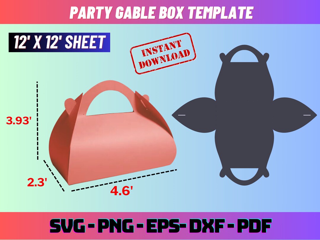 Gable Box Template, Party Gable Box Template, Box Svg, Gift Box Svg ...