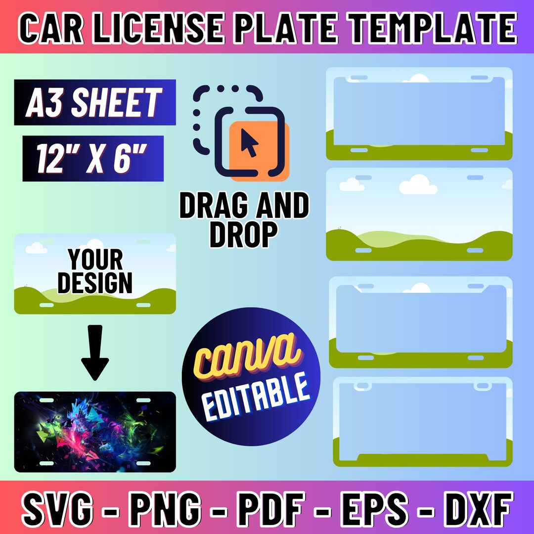 Car License Plate Template Bundle, Car License Plate Sublimation ...