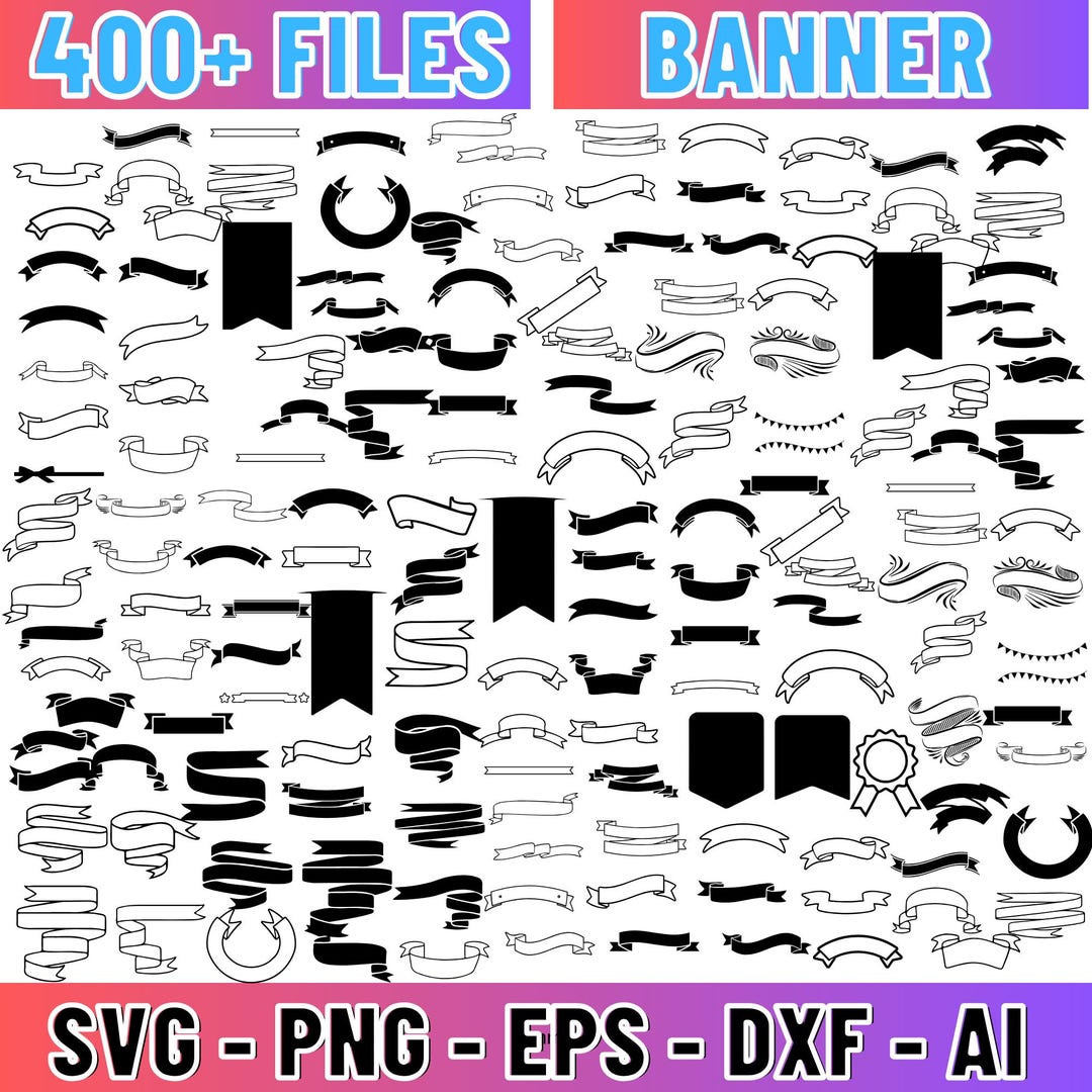 Banner Svg, Ribbon Svg Bundle, Ribbon Banner Svg Cut Files, Banners Svg for Cricut, Banner ...