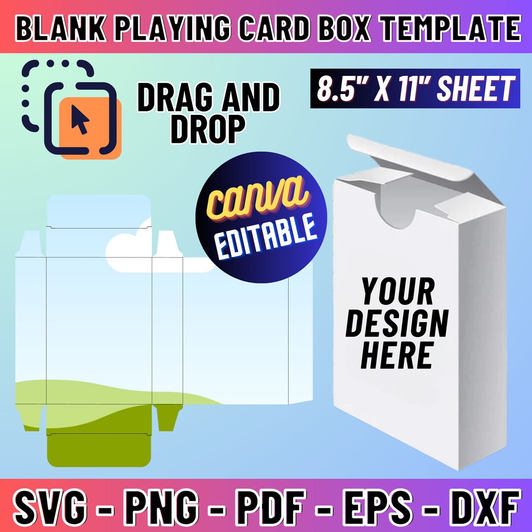 Blank Playing Card Box Template Svg, Poker Card Box Template, Cut Files ...