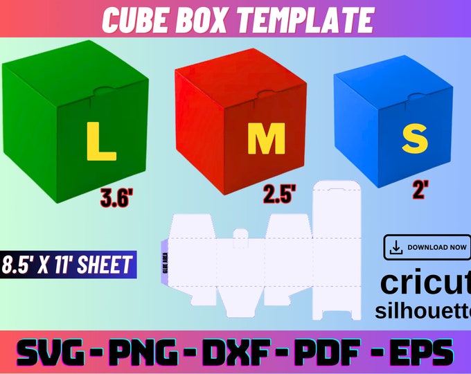 Simple Cube / Cuboid / Box Template SVG Download Cricut and Silhouette ...