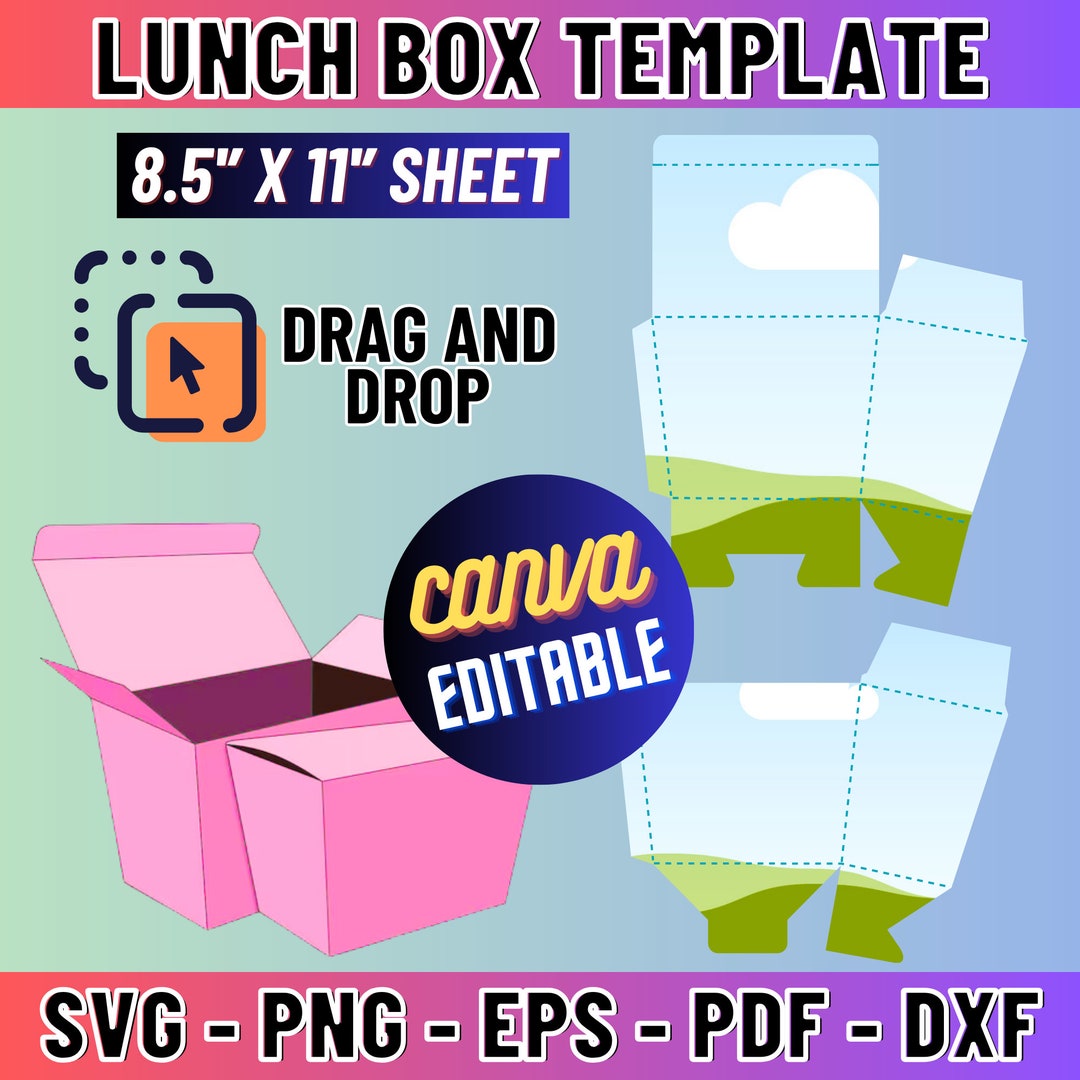 Lunch Box Template, Box Svg, Gift Box Template, DIY Box Svg, Birthday ...
