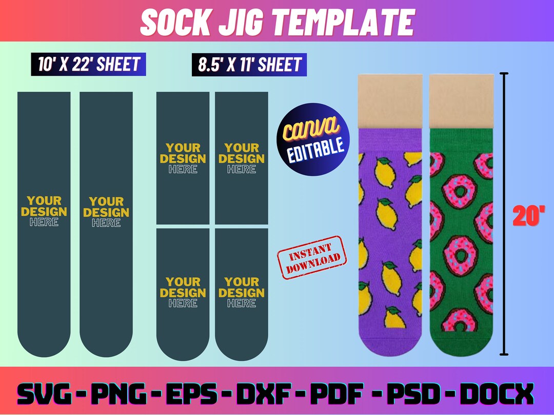 Sock Jig Template Svg, Adult Sock Jig Template, Sock Jig Sublimation ...