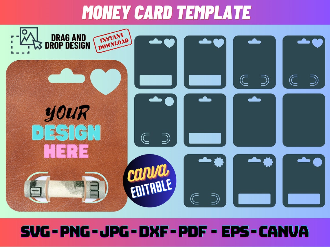 Money Card Template Svg Money Card Svg Money Holder Svg - Etsy UK