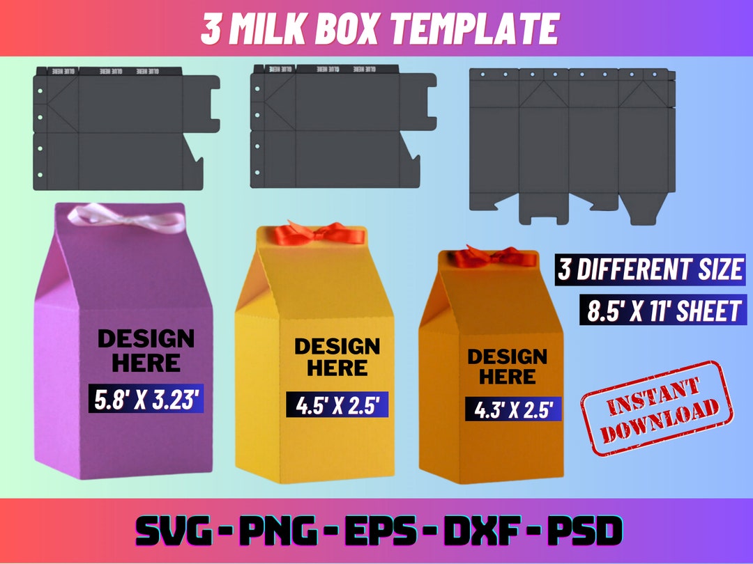 Milk Box Template Bundle, Milk Favor Box Svg, Milk Carbon Template, Box ...