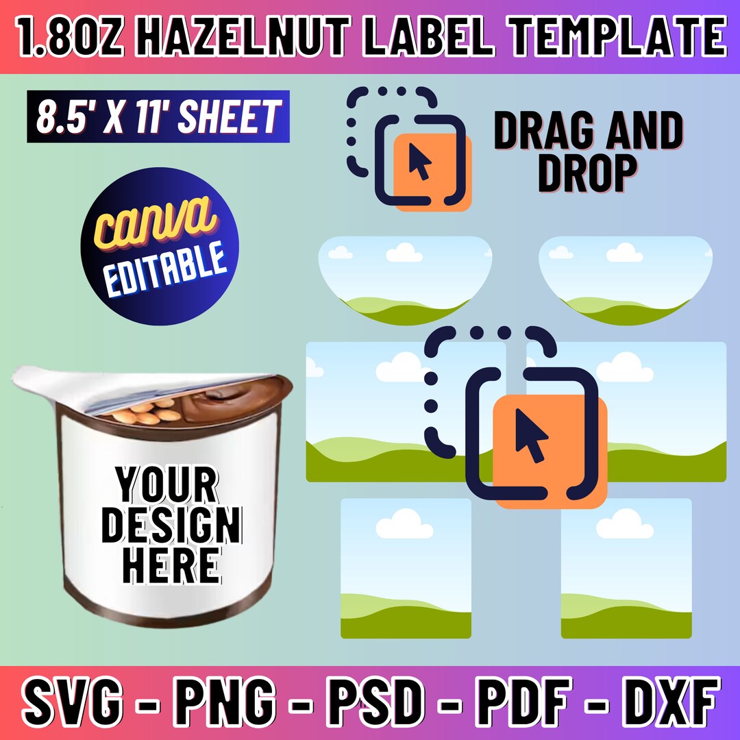 1.8oz Hazelnut Treat Label Template, Hazelnut Cocoa Spread & Biscuit ...