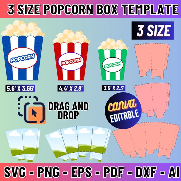 Popcorn Box - Etsy