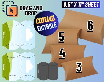Pillow Box Template, Party Favor Box Template, Pillow Boxes, Box ...