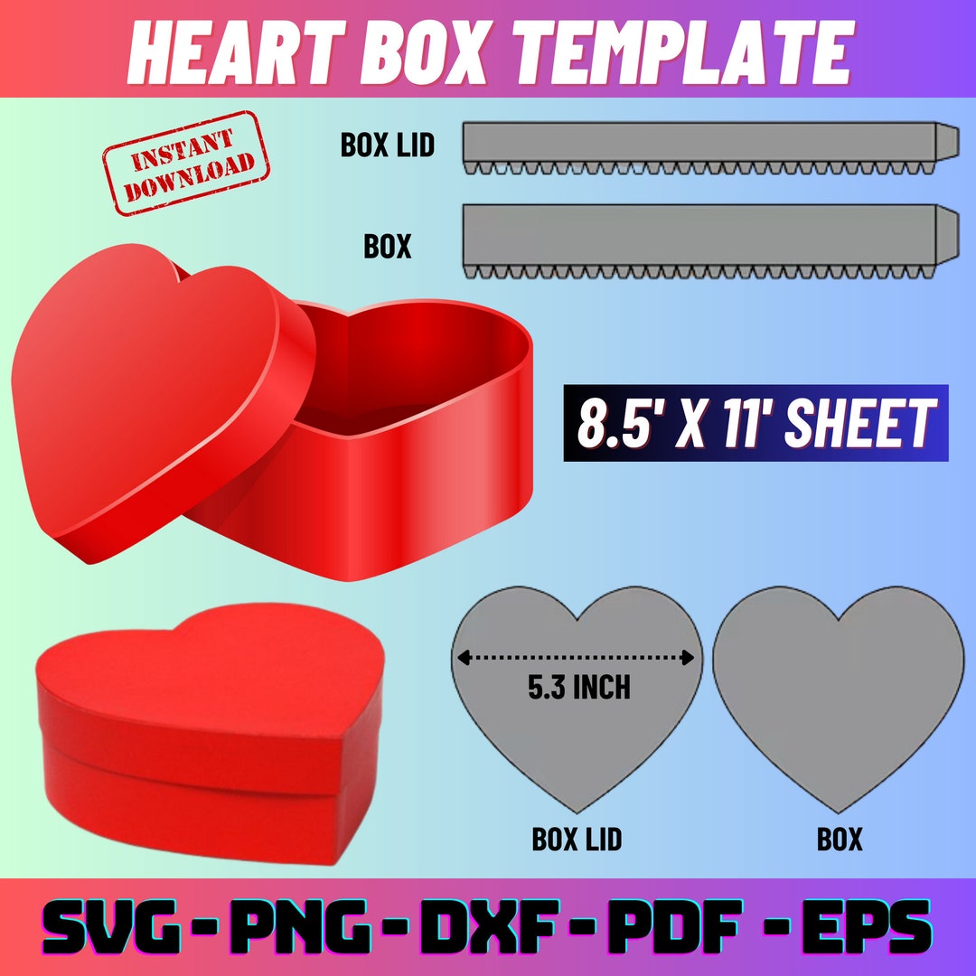 Heart Box Svg, Heart Box Template, Heart Box Die Cut, Box Svg, Party ...