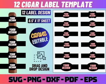 Cigar Label Template Bundle, Cigar Label Svg, Cigar Sticker Template ...
