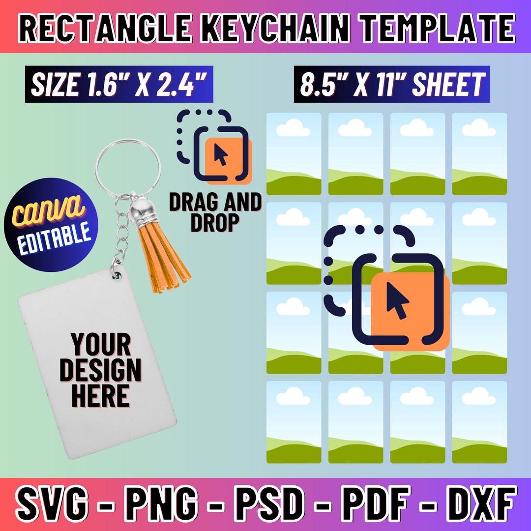 Rectangle Keychain Template, Keychain Template Svg, Sublimation ...