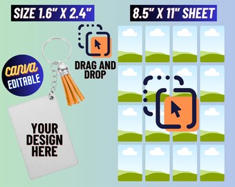 Rectangle Keychain Template, Keychain Template Svg, Sublimation ...