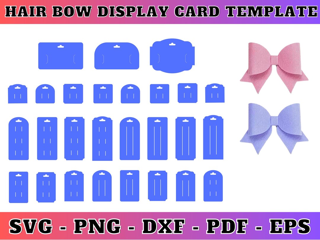 Hair Bow Card Template Svg, Bow Display Card, Hair Clip Display Card ...