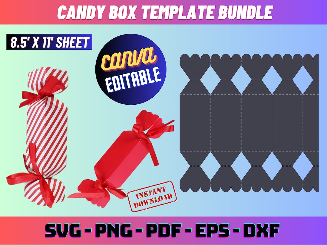 Candy Box Svg, Candy Box Template Svg, Candy Box Dxf, Party Favor Box ...