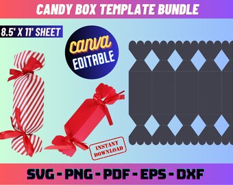 Candy Box Template, Candy Box Svg, Candy Box Shaped Box, Candy Gift Box ...