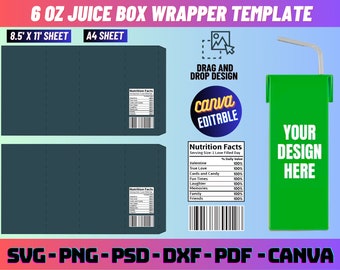 6 Oz Juice Box Wrapper Template, Juice Box Wrapper Svg, 6 Oz Juice Box ...