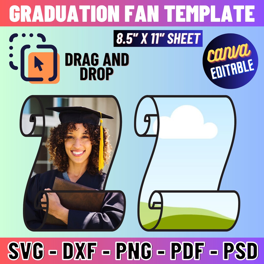 Grad Paddle Fan Template Bundle, Grad Fan, Graduation Fan Template ...