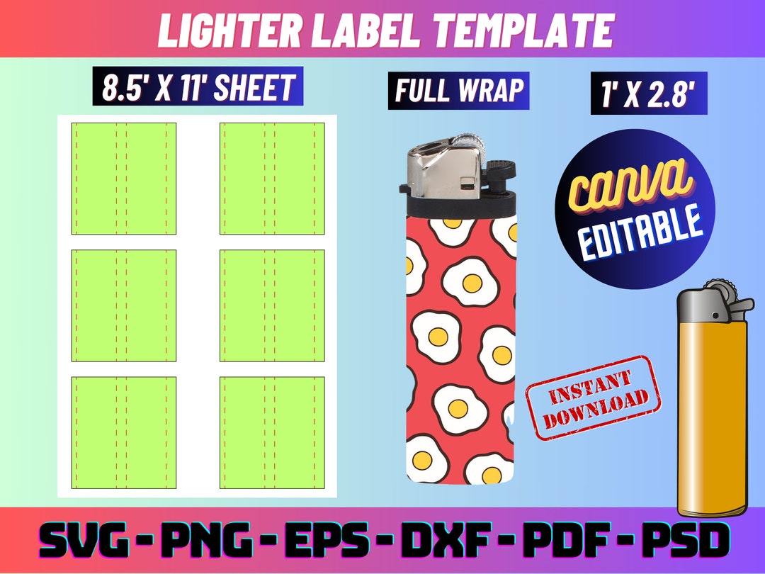 Lighter Label Template Svg, Lighter Wrapper Template, Lighter Label ...