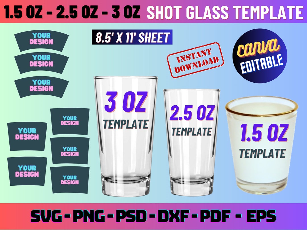 Shot Glass Template Svg Bundle, Shot Glass Wrapper Svg, Shot Glass Svg ...