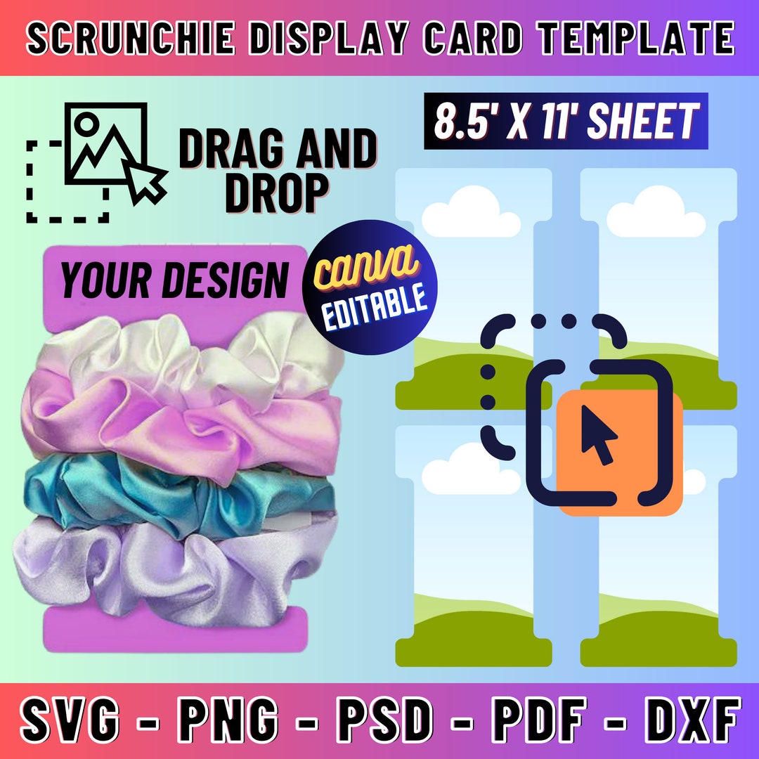 Scrunchie Display Card Template, Scrunchie Tag Template, Scrunchie ...