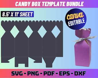 Candy Box Template, Candy Gift Box Template, Party Gift Box, Candy ...