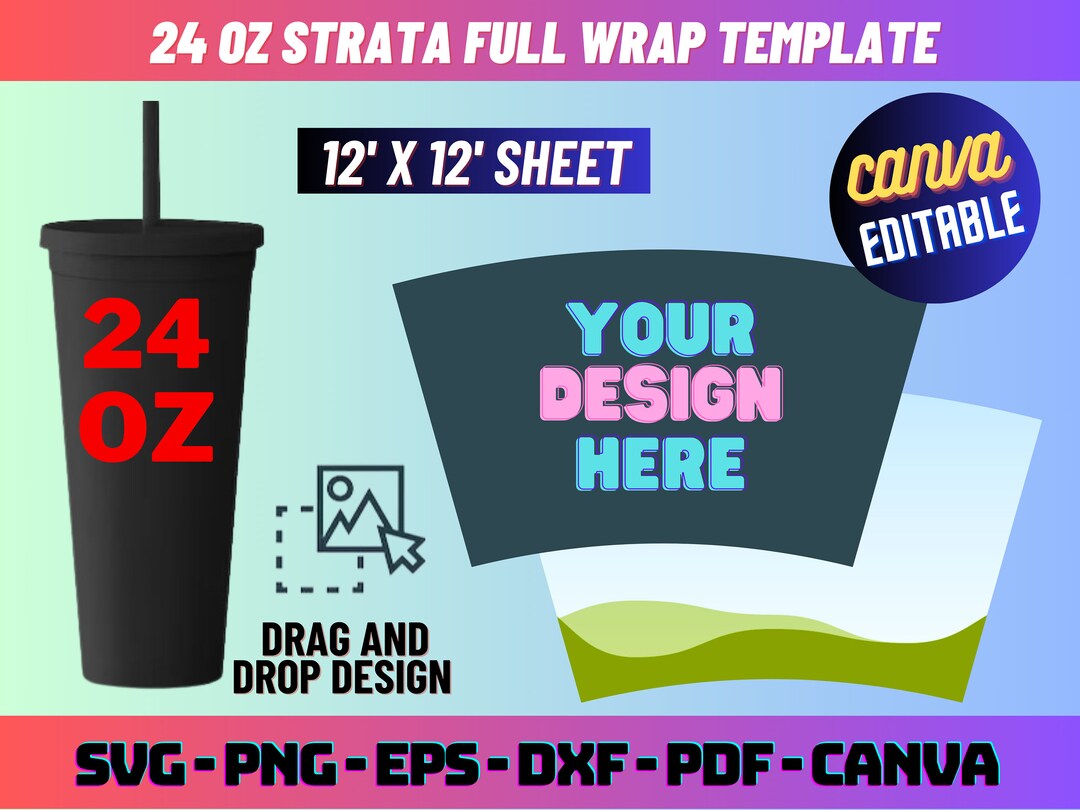 24 Oz Strata Wrap Template, 24 Oz Strata Full Wrap Svg, Strata Cup ...